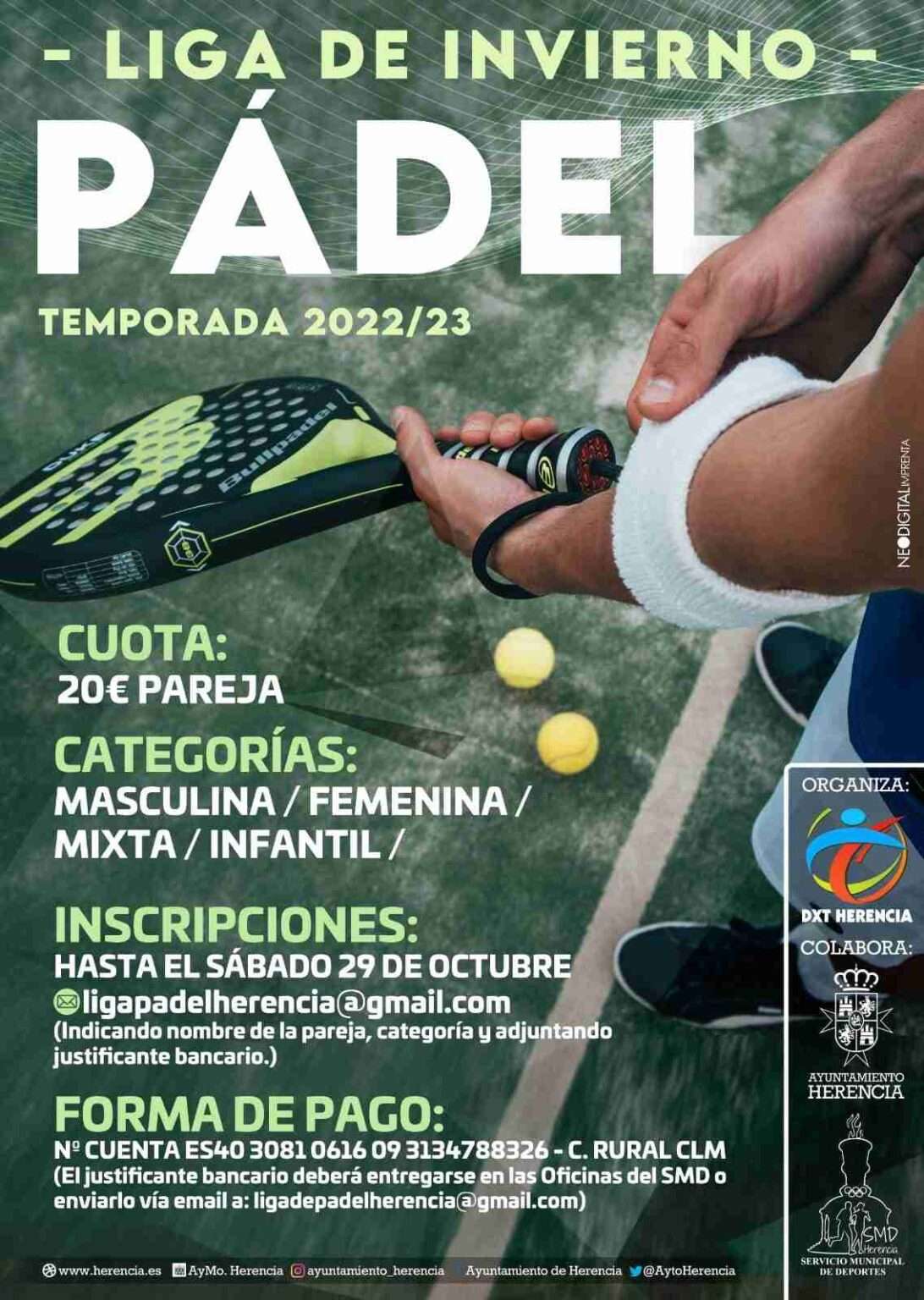 La Liga de Invierno de Pádel en Herencia lista para la temporada 2022-2023